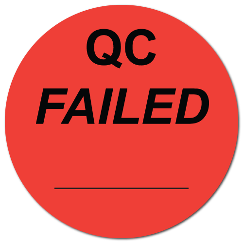 1 Inch Circle, QC Failed, Red Dayglo Labels, Roll of 100 Stickers ...