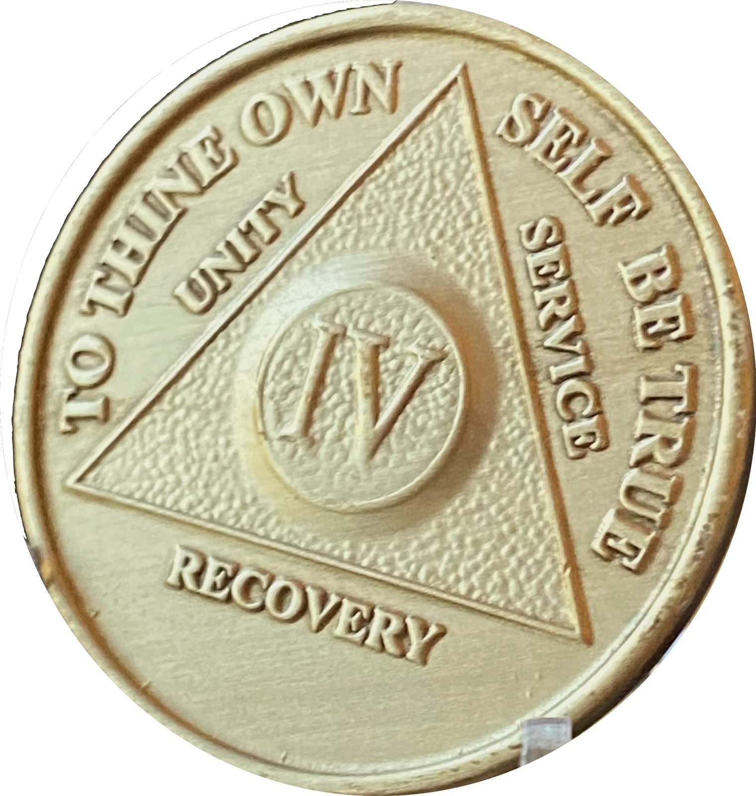 4 Year AA Medallion Traditional Bronze Sobriety Chip IV Center Serenity ...