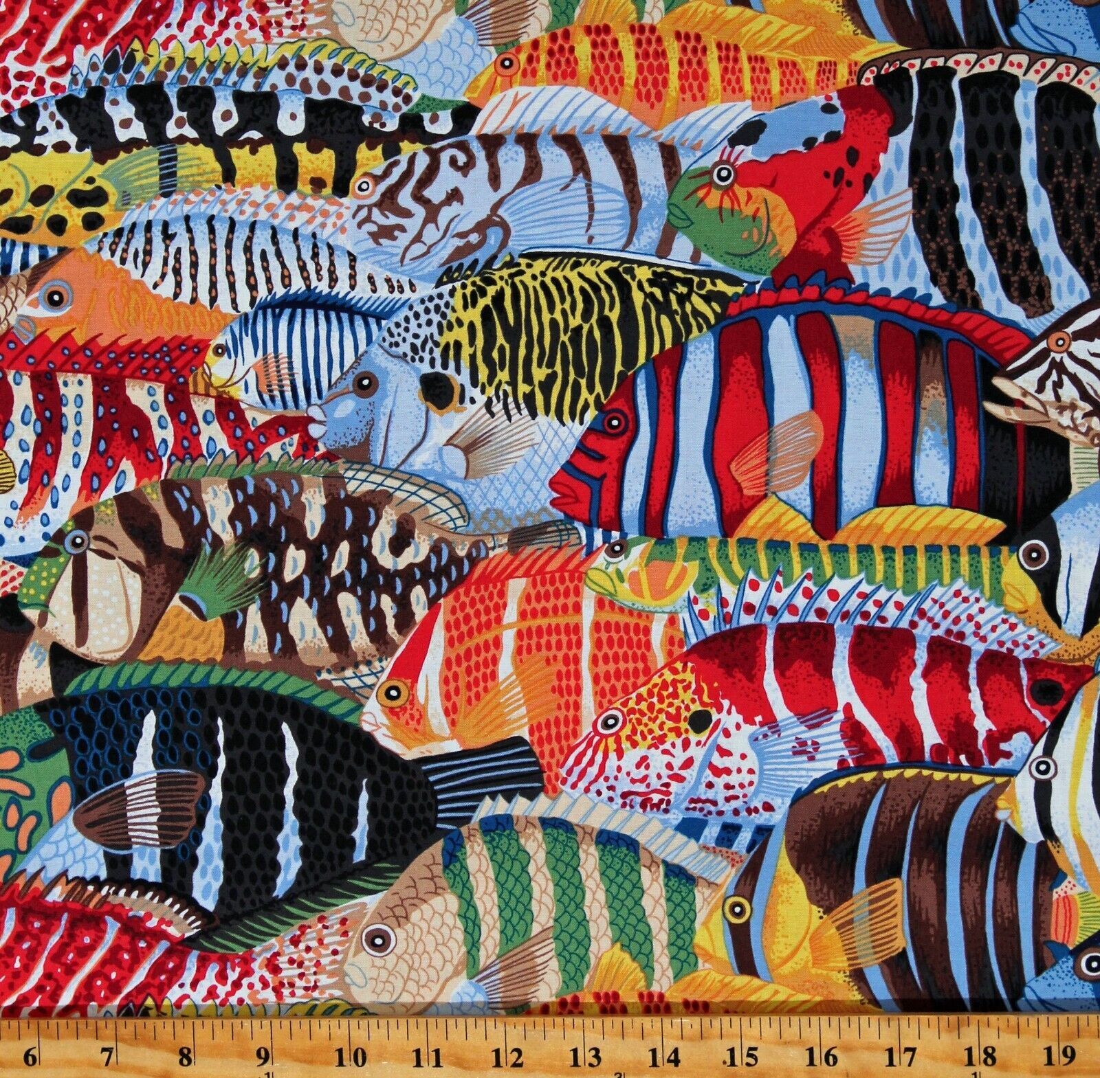 Cotton Fish Fishes Ocean Animals Treasure Island Fabric Print by Yard ...