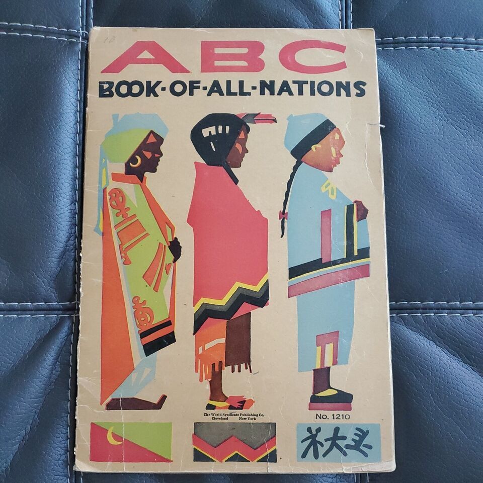 ABC BOOK OF ALL NATIONS~ Antique Oversized Color Lithograph Picture ...