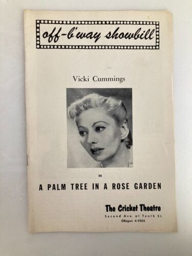 1958 Showbill The Cricket Theatre Vicki Cummings in A Palm Tree in Rose ...