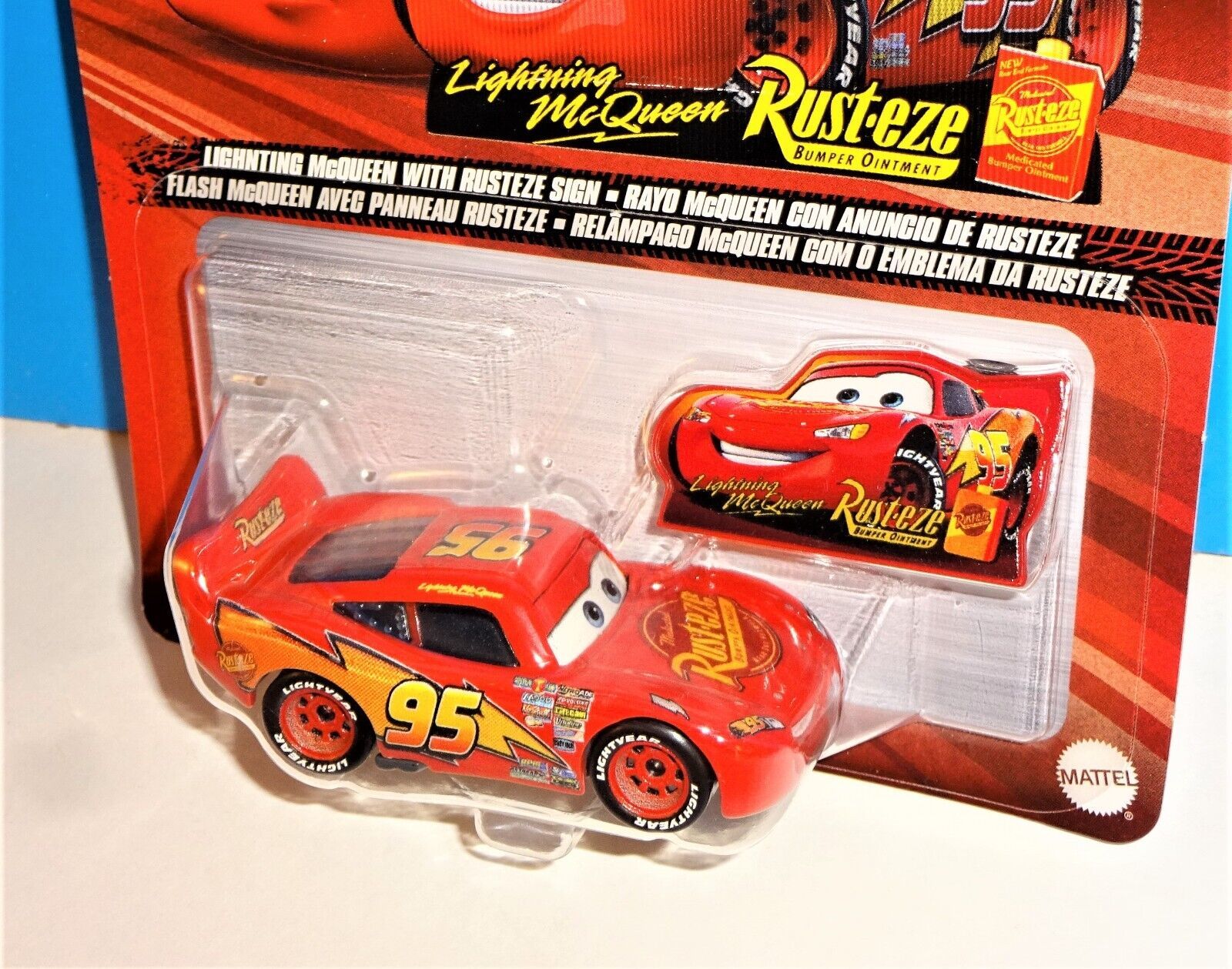 Disney Pixar CARS Lightning McQueen Rust-eze w/ Rusteze Sign ...
