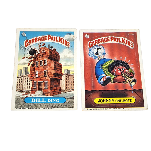 VINTAGE 1980's GARBAGE PAIL KIDS STICKER 175b 176b JOHNNY ONE-NOTE BILL ...