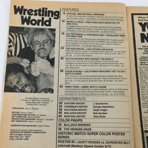 Wrestling World Magazine 1980 Dusty Rhodes vs Superstar Billy Graham ...
