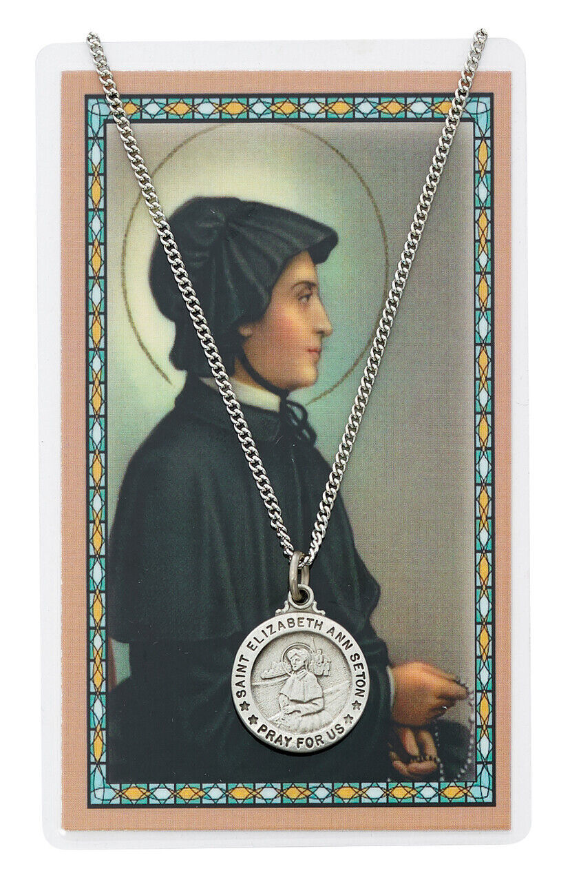 St. Elizabeth Ann Seton Medal Necklace with Laminated Prayer Card ...