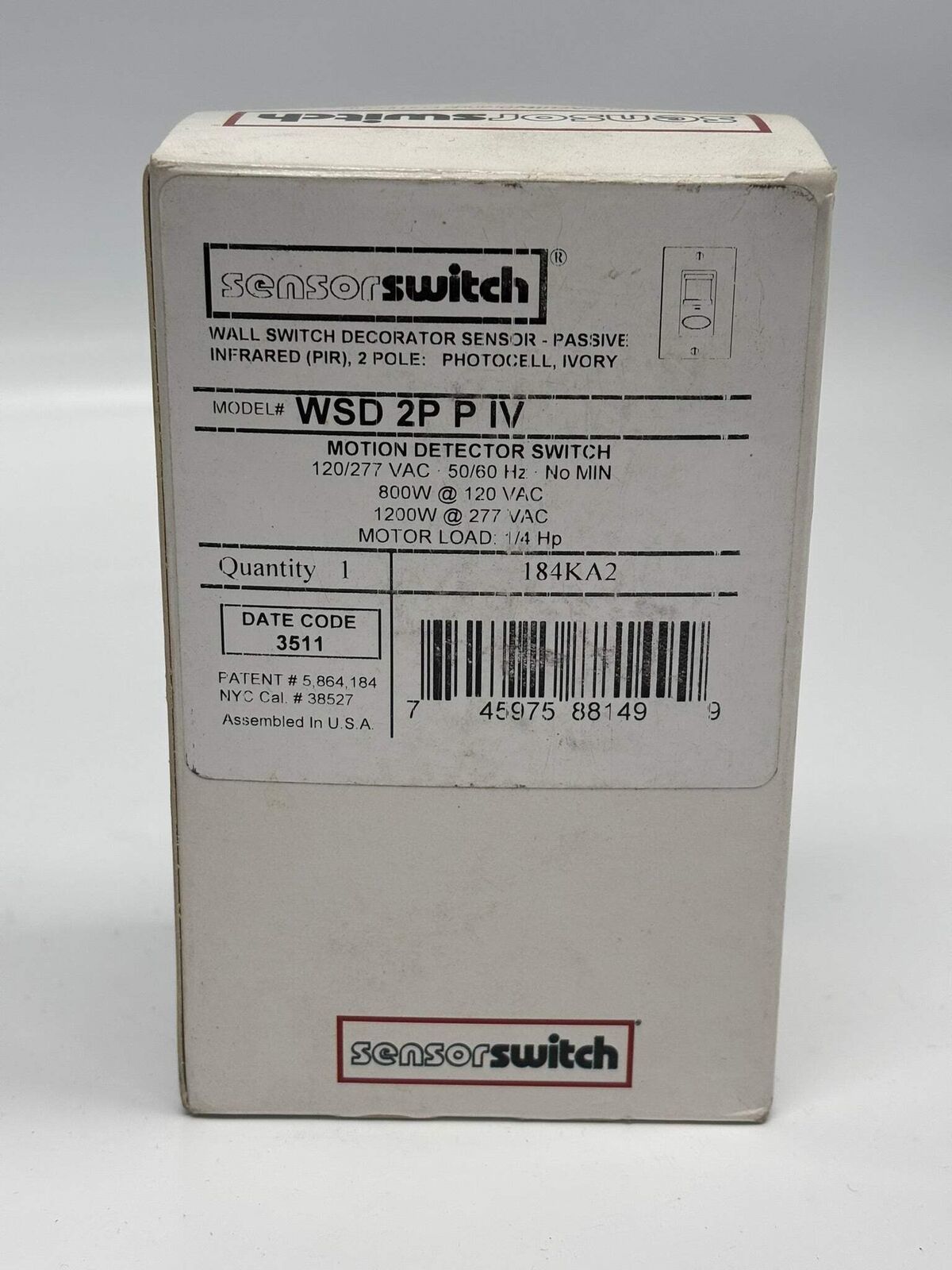 Acuity Controls WSD-2P-P-IV Sensor Switch Dual Relay Wall Switch ...