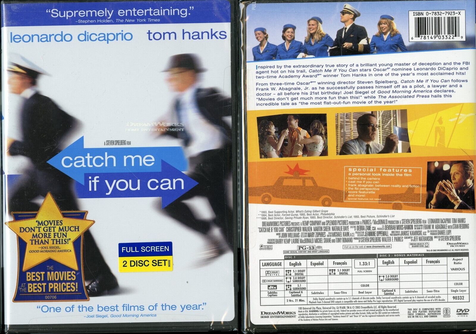 CATCH ME IF YOU CAN DVD FS 2 DISC EDITION AMY ADAMS DREAMWORKS VIDEO ...