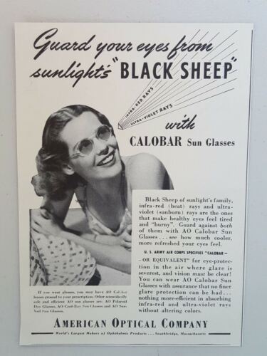 1941 American Optical Calobar Sun Glasses UV IR Block Vintage Magazine ...