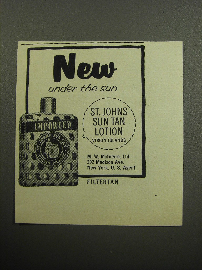 1957 St. Johns Sun Tan Lotion Advertisement - New under the sun - 1980-89