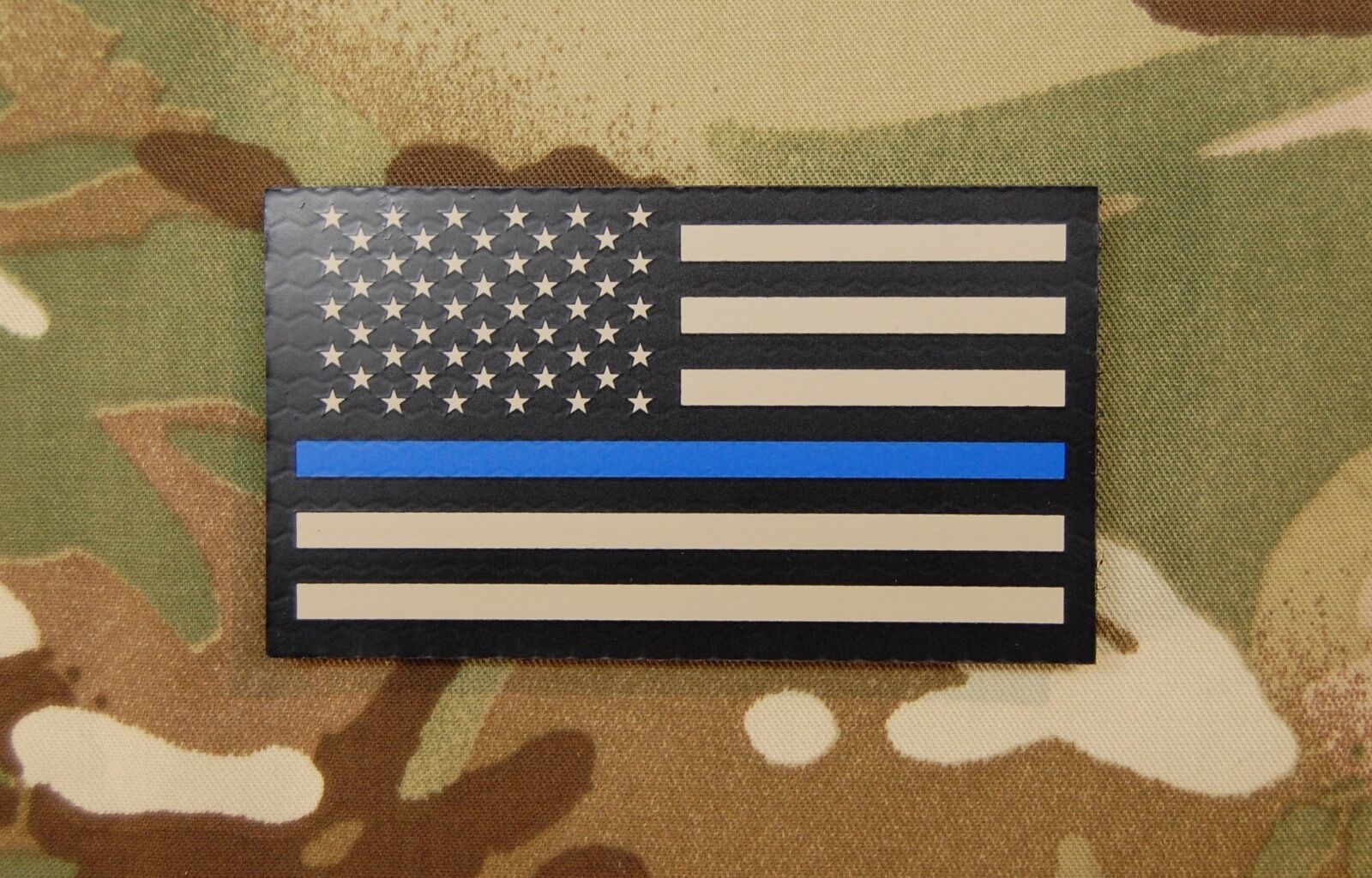 Infrared Thin Blue Line US Flag Patch Tan & Black Police SWAT IR TBL ...