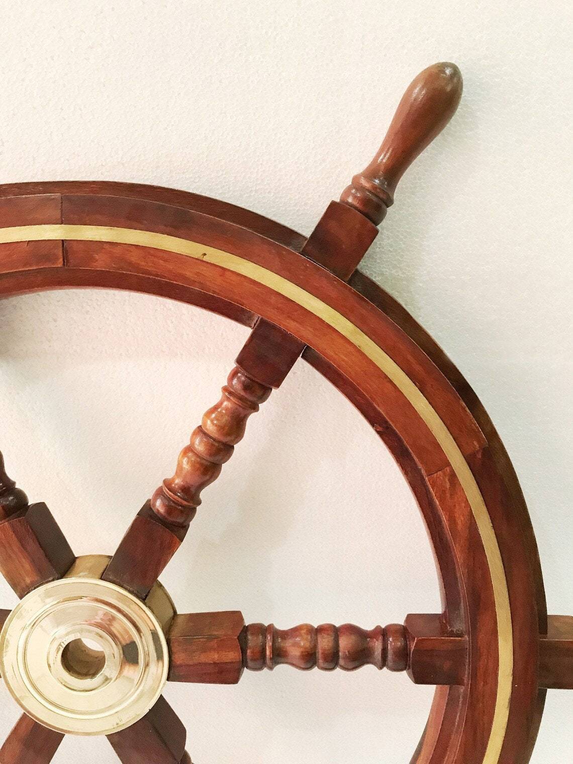 Antique Wooden Maritime Decor 36" Captains Ship wheel Wall Hanging Home ...