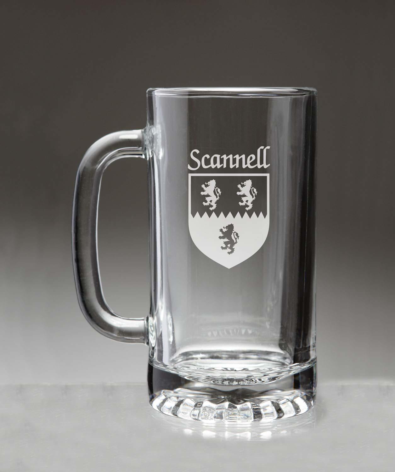 Scannell Irish Coat of Arms Glass Beer Mug (Sand Etched) - Equipment