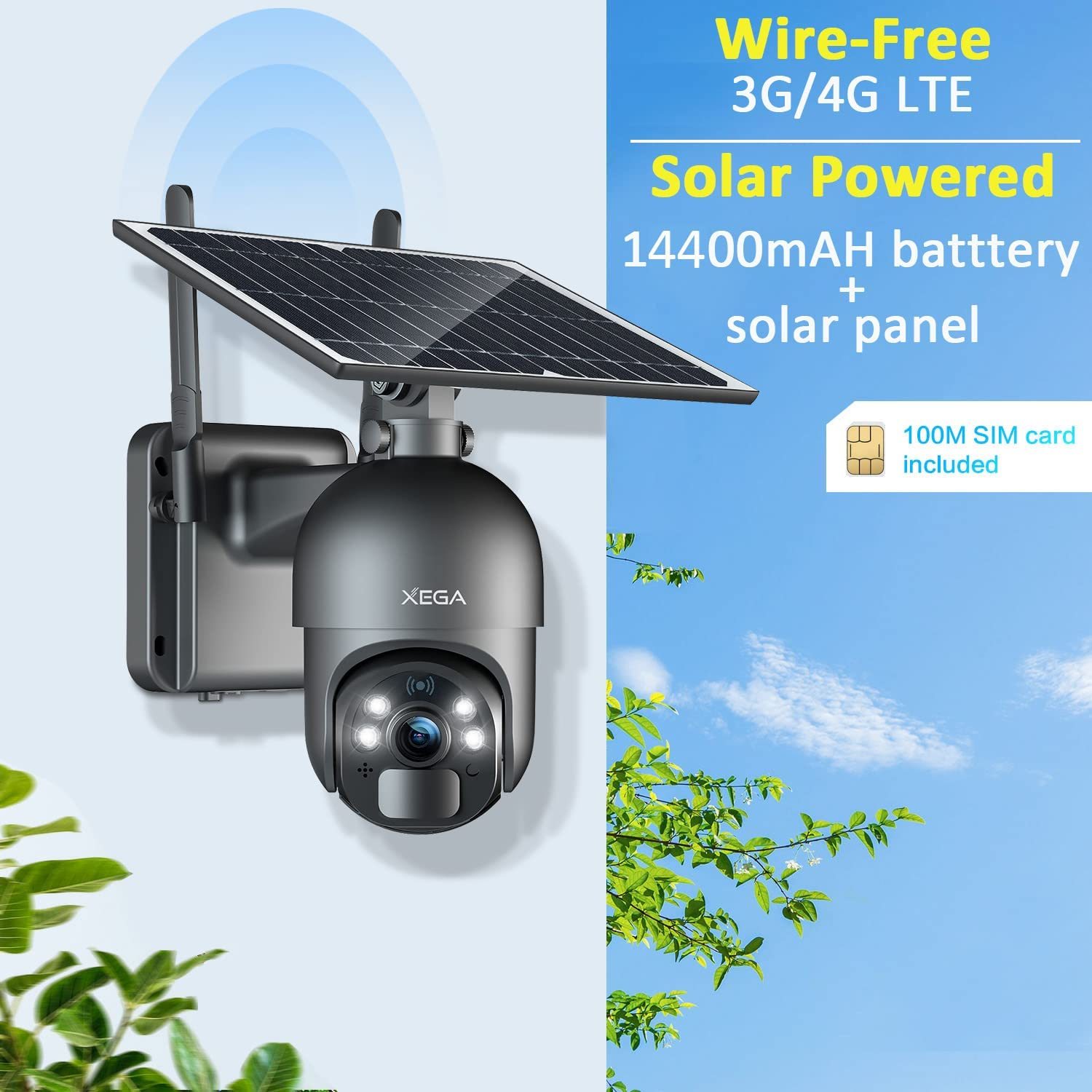 The Xega 4G Lte Cellular Security Camera Is A Wireless Outdoor Solar ...