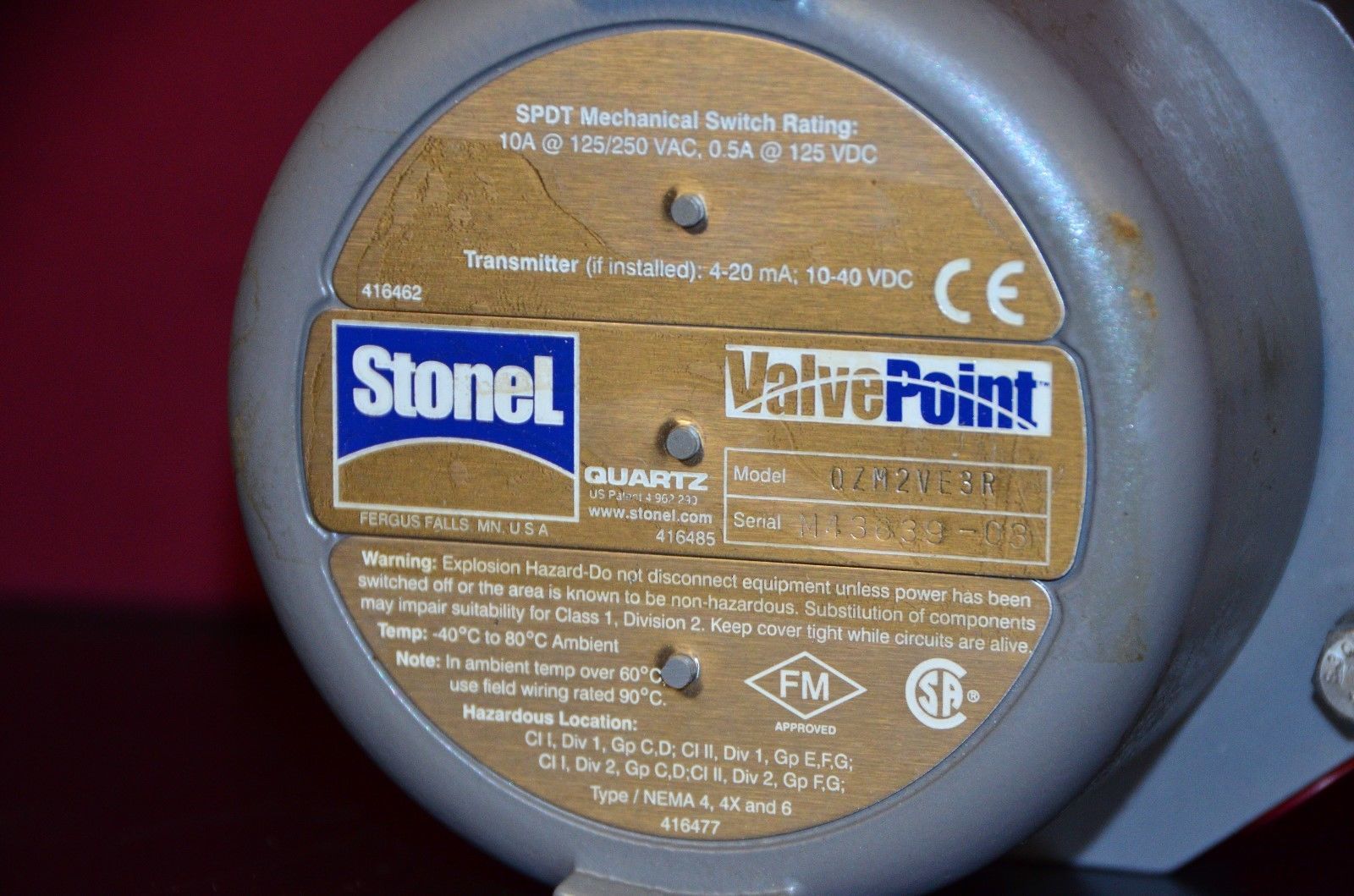 StoneL ValvePoint Quartz QZM2VE3R SPDT Explosion Proof Mechanical ...