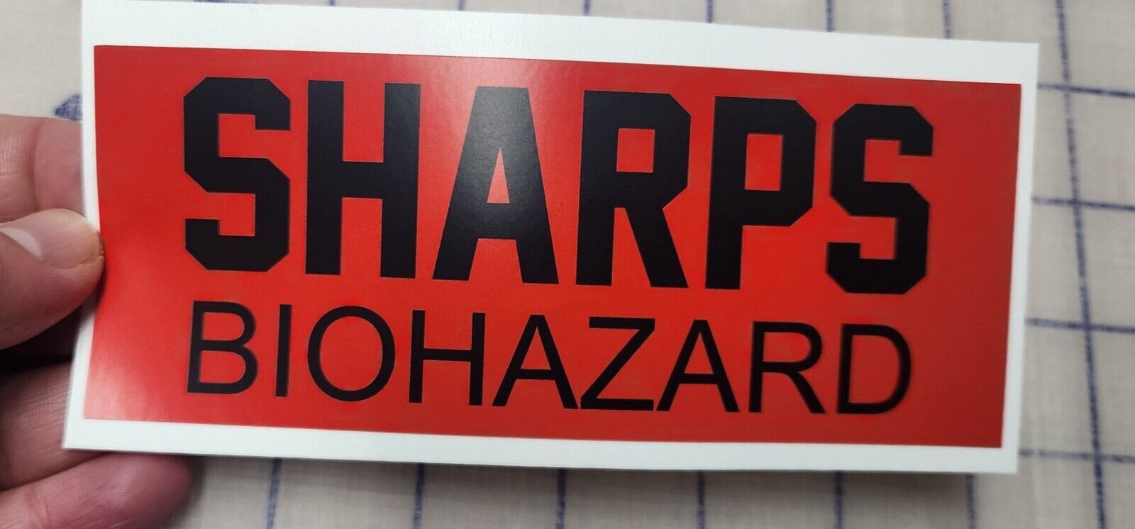 Sharps Biohazard vinyl sticker 6" long for container peel and stick ...