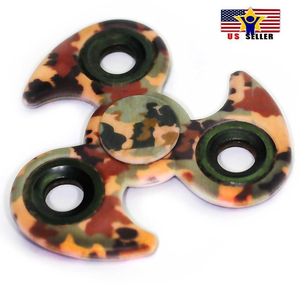 Pinwheel Tri Three Sides Arm Ceramic Fidget Fast Spin Multi Brown Camo ...