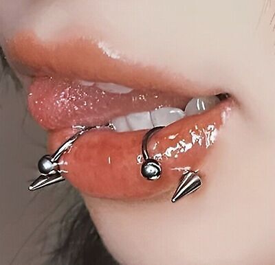 Pair Snake Bite 8mm Spike Ring Lip Earring Hoop 16g (1.2mm) 316L Steel Ear Helix - Body Jewelry