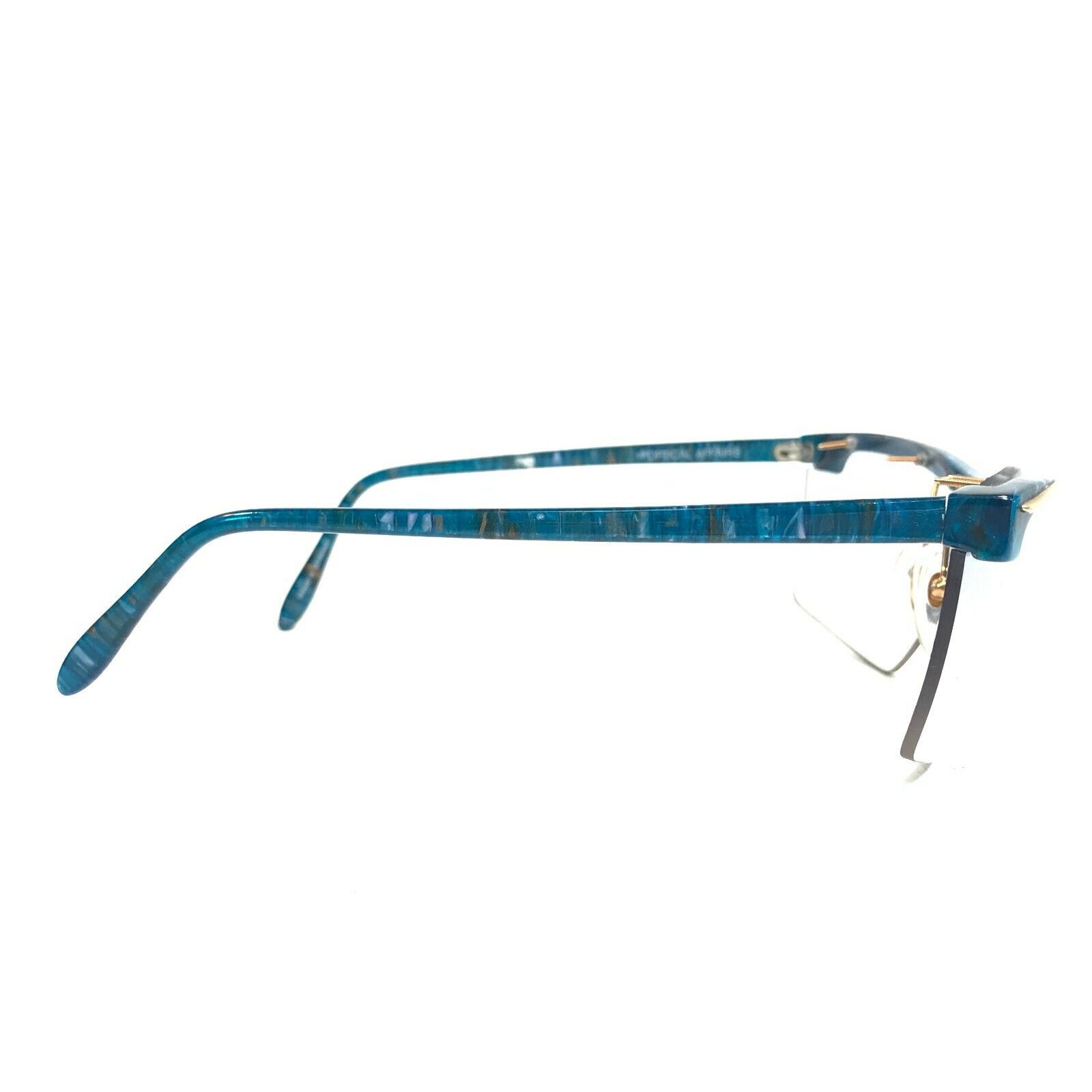 Bright Eyes Optical Affairs Eyeglasses Frames Blue Square Wrap Half Rim ...
