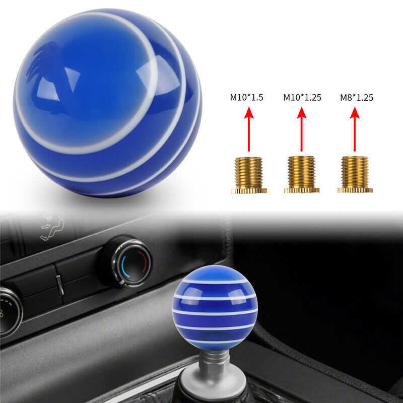 JDM Universal Glossy Blue / White Round Ball Manual Gear Shift Knob m8 ...