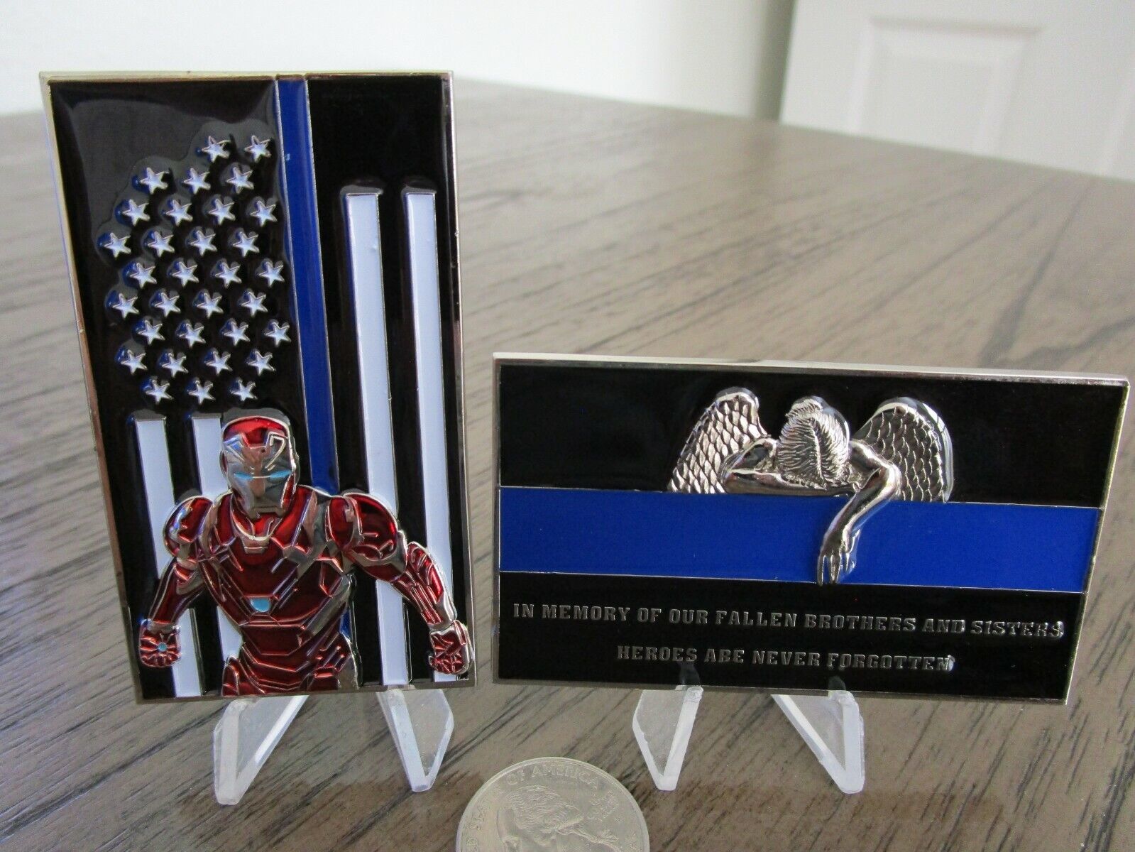 Superhero Iron Man Thin Blue Line TBL Law Enforcement Police Challenge ...