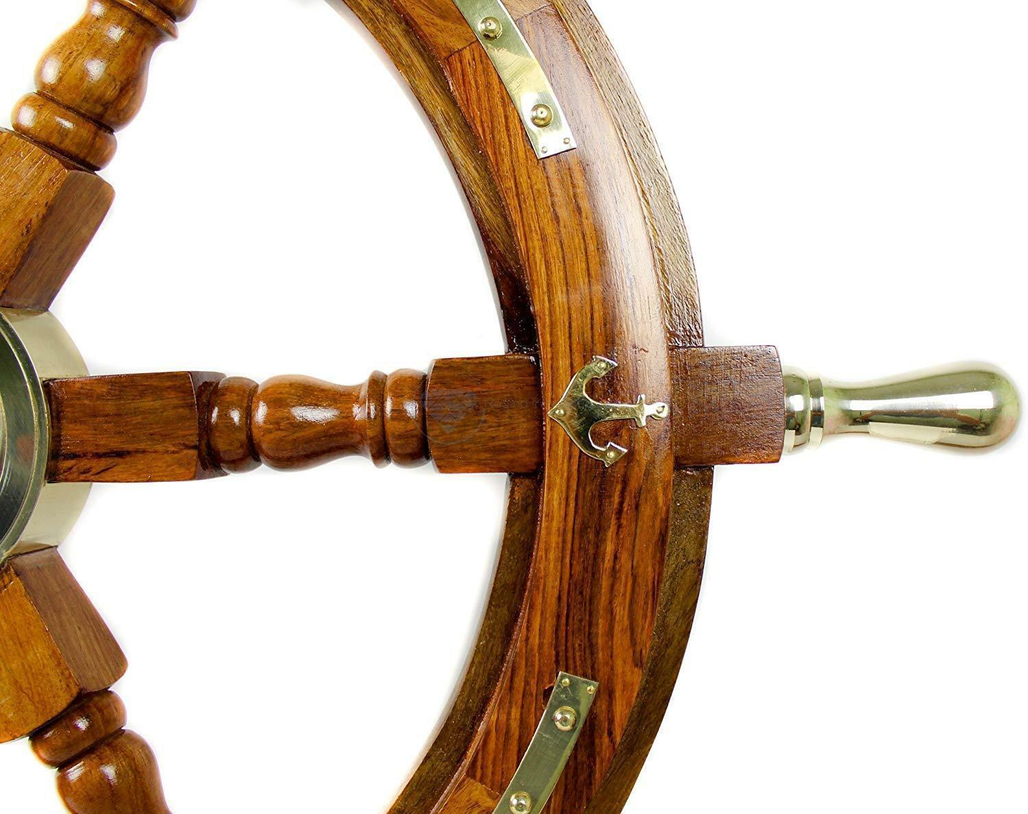 Antique Wooden Maritime Decor 24" Anchor & Strips With Brass Handles ...