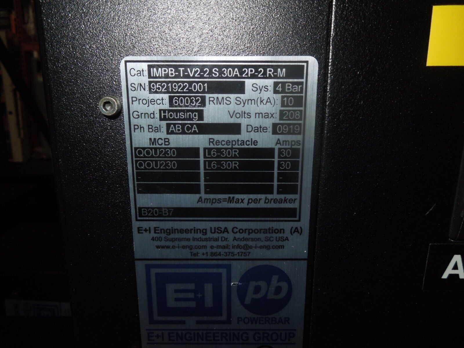E+I Engineering iMPB Tapoff IMPB-T-V2-2.S-30A.2P-2.R-M (2)-30A 2p 240V ...