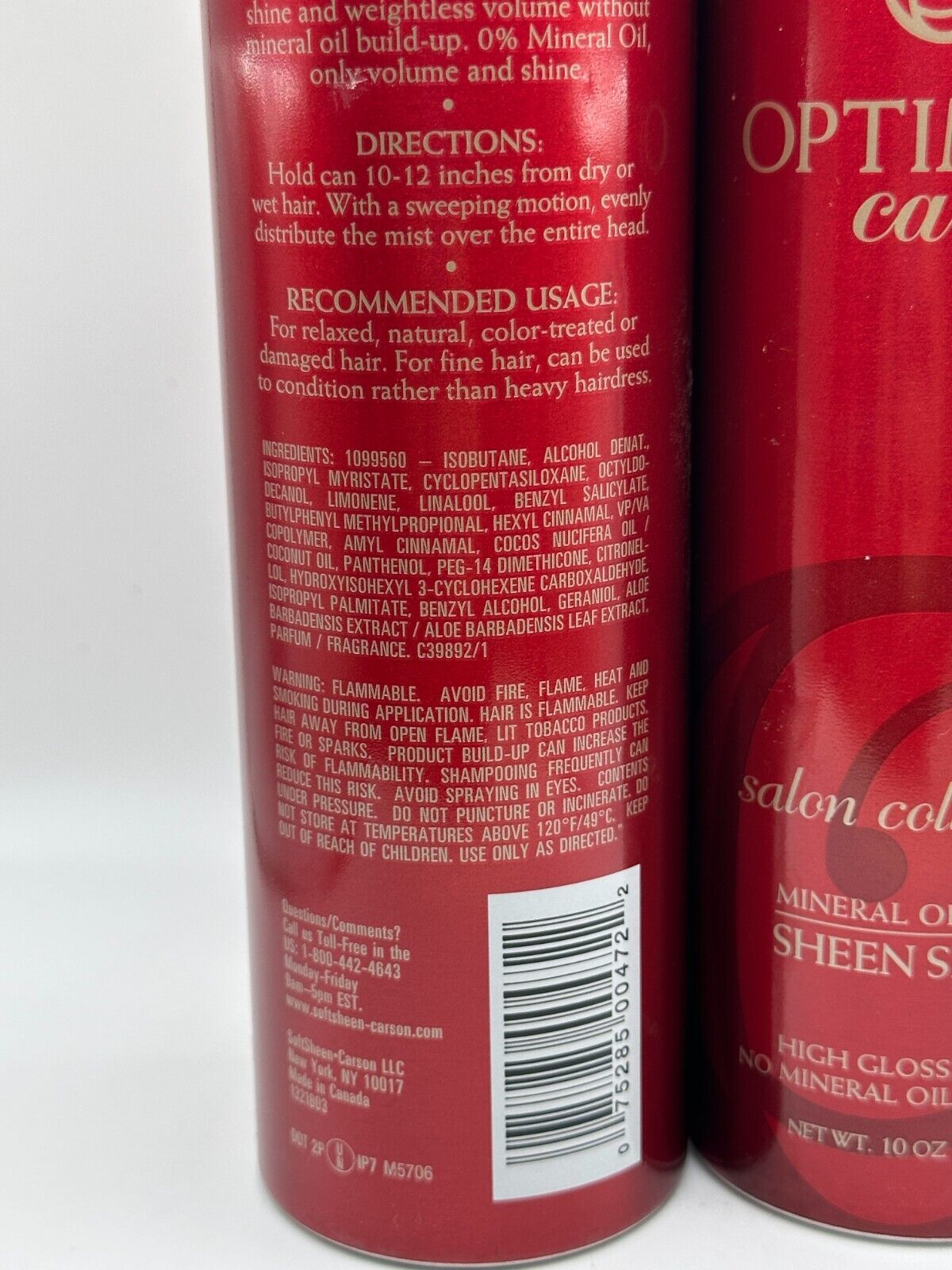 (2) Softsheen Optimum Care Salon Collection Sheen Spray - 10 oz - Gel ...