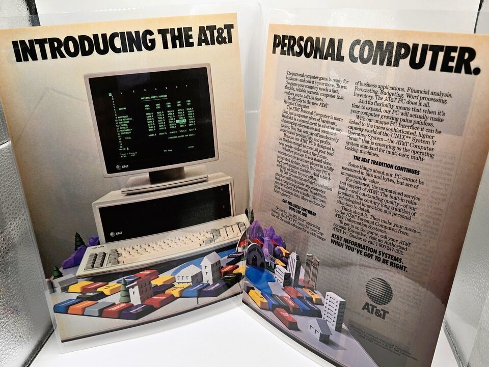 AT&T Personal Computer IBM PC Compatible Clone 1980's Print AD Poster ...
