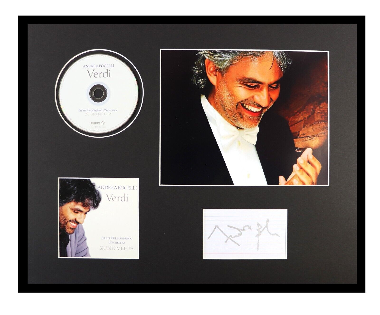 Andrea Bocelli Signed Framed 16x20 Verdi CD & Photo Set Display JSA ...