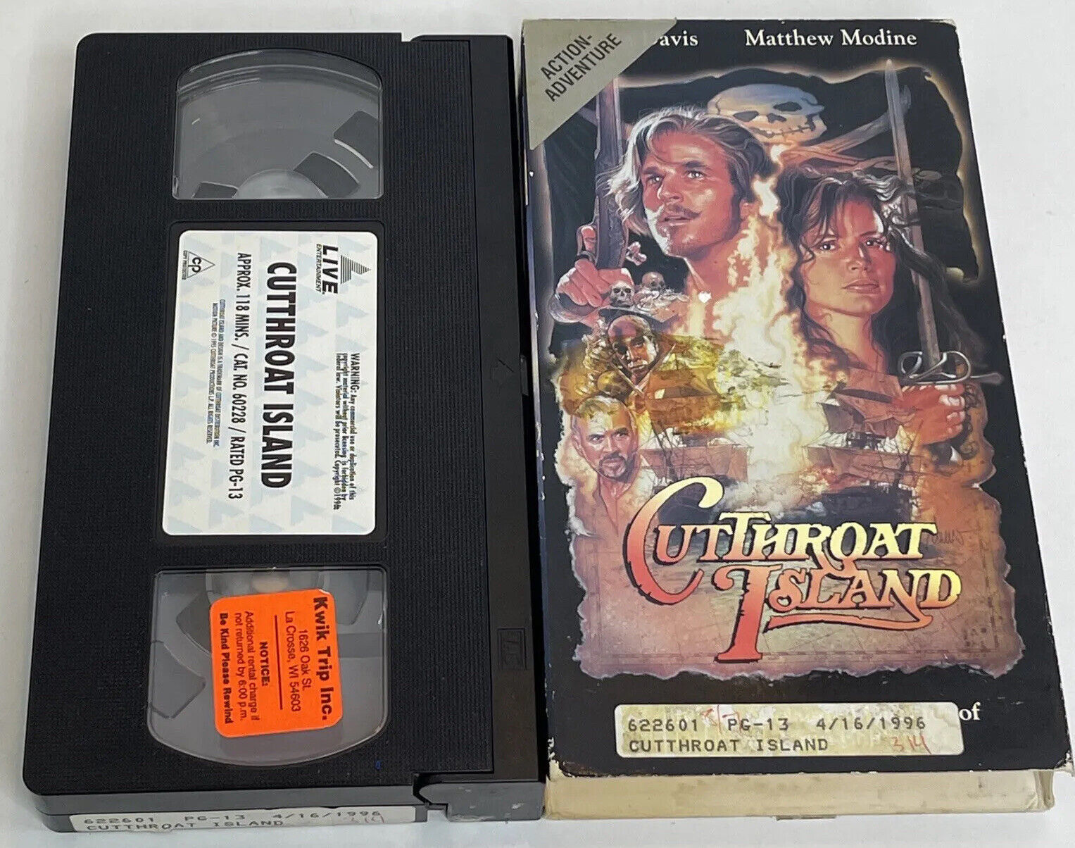 Cutthroat Island (VHS 1996) Geena Davis Matthew Modine Frank Langella ...