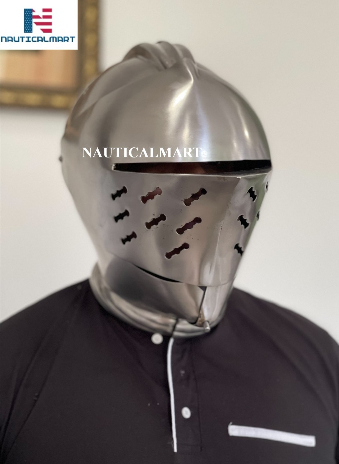 NauticalMart Tudor Renaissance Close Helm Jousting Helmet - Armor & Shields