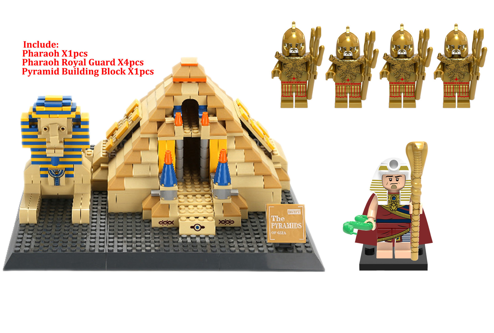 Egyptian pyramids Pharaoh with 4 Royal Guards Custom Minifigures Blocks ...