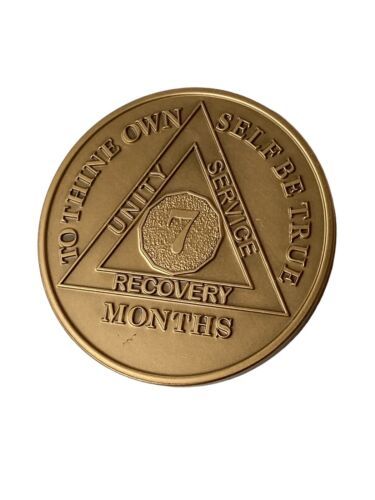 7 Month AA Medallion Bronze Serenity Prayer Sobriety Chip - Tokens ...