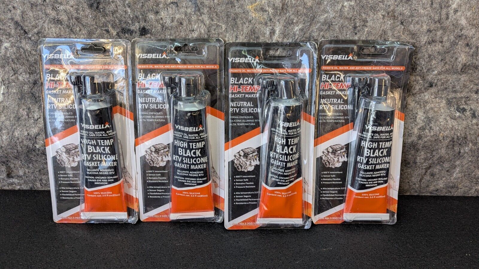 New Lot of 4 Visbella High Temperature RTV Silicone Gasket Maker - Oil Pans