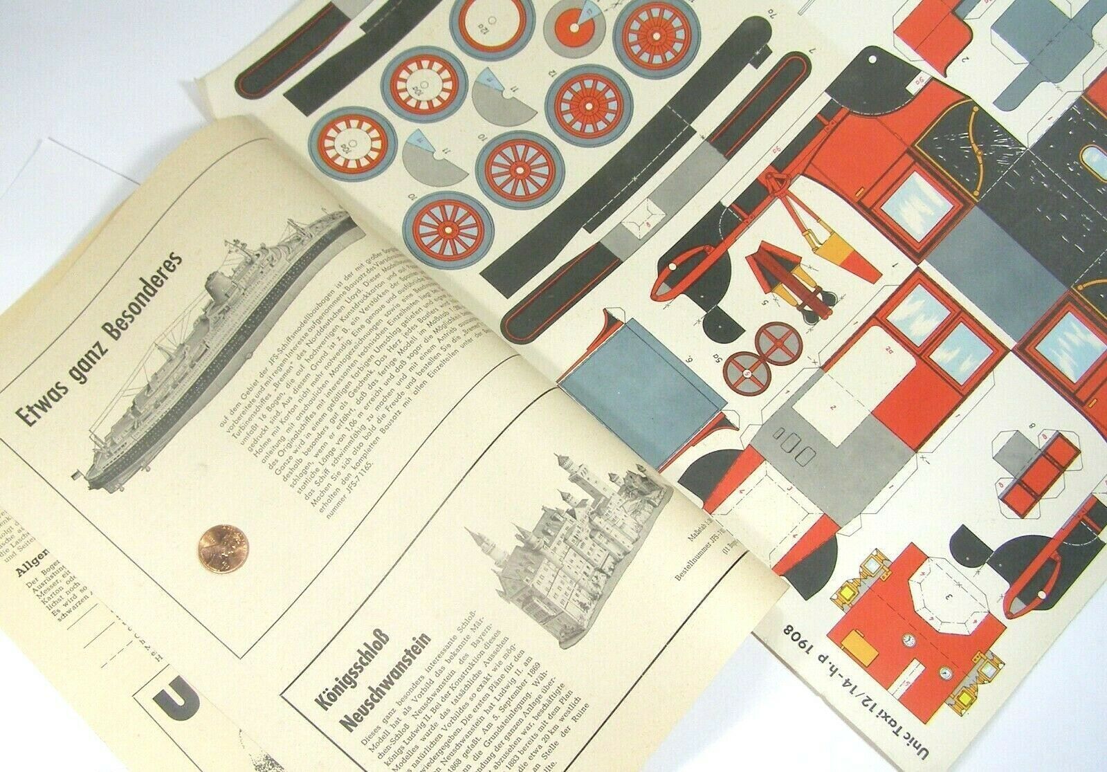 Schreibers Modellbaubogen German Paper Model Unic Taxi 12/14h.p. 1908 ...