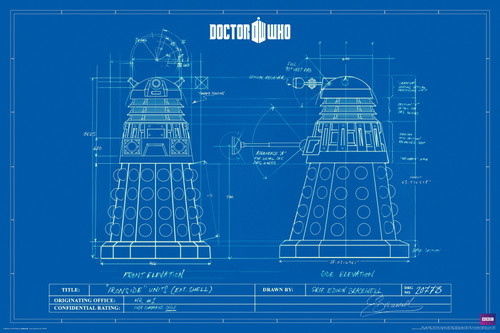Doctor Who Dalek Blueprint Schematics 24 x 36 Poster, NEW ROLLED - Dr. Who