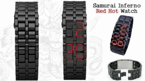NEW Samurai Inferno W-01 Unisex Black Lava Red Hot Digital LED Gunmetal ...