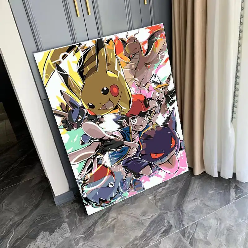 Pokemon Pikachu Number Painting Kawaii Cartoon Anime Character Ash ...