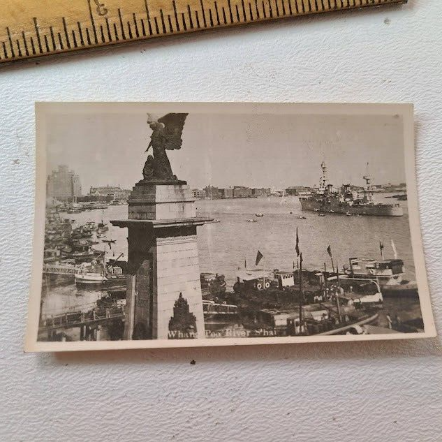Shanghai China 1945 Photo Whang Poo River The Bund US Navy warship ...