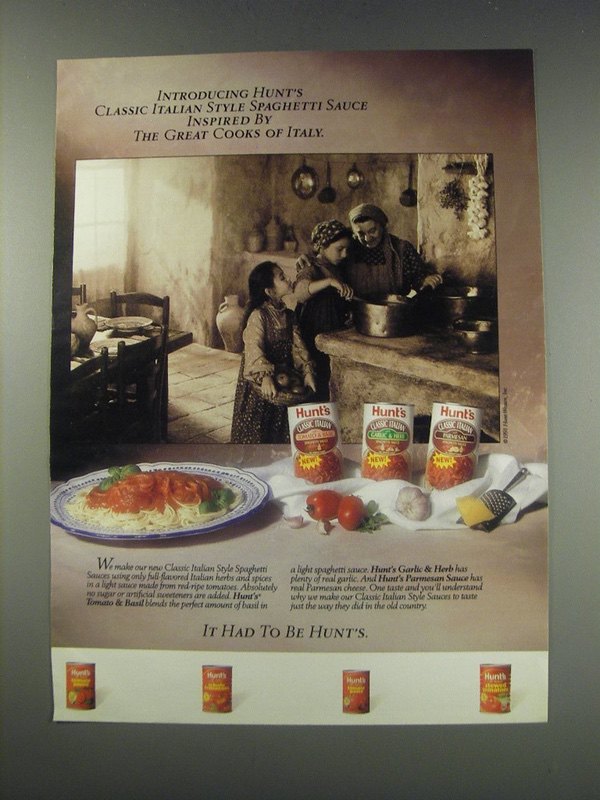 1991 Hunt's Classic Italian Style Spaghetti Sauce Ad - 1980-89