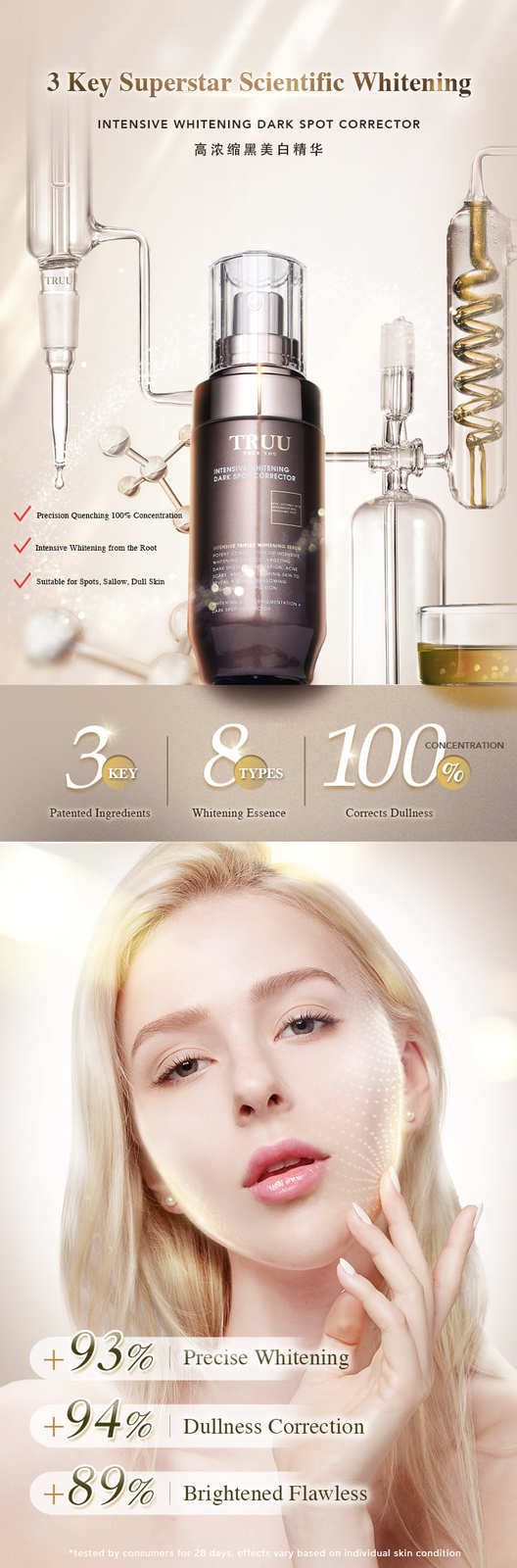 TRUU 76 Probiotics Amino Cleanser+Intensive Whitening Dark Spot Corrector - Cleansers & Toners