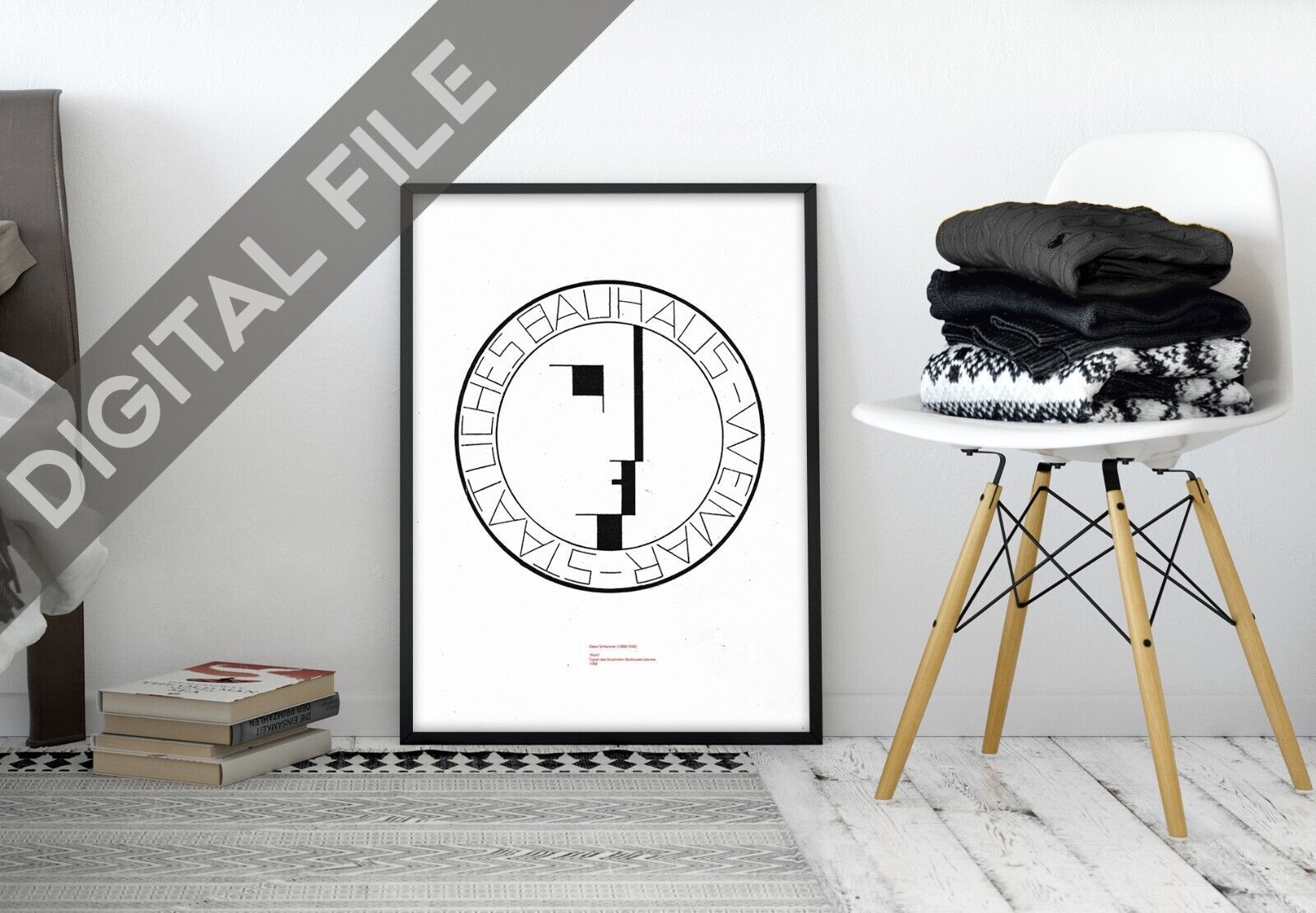 Bauhaus Logo Oskar Schlemmer reproduction Poster - 1922 - hq digital ...