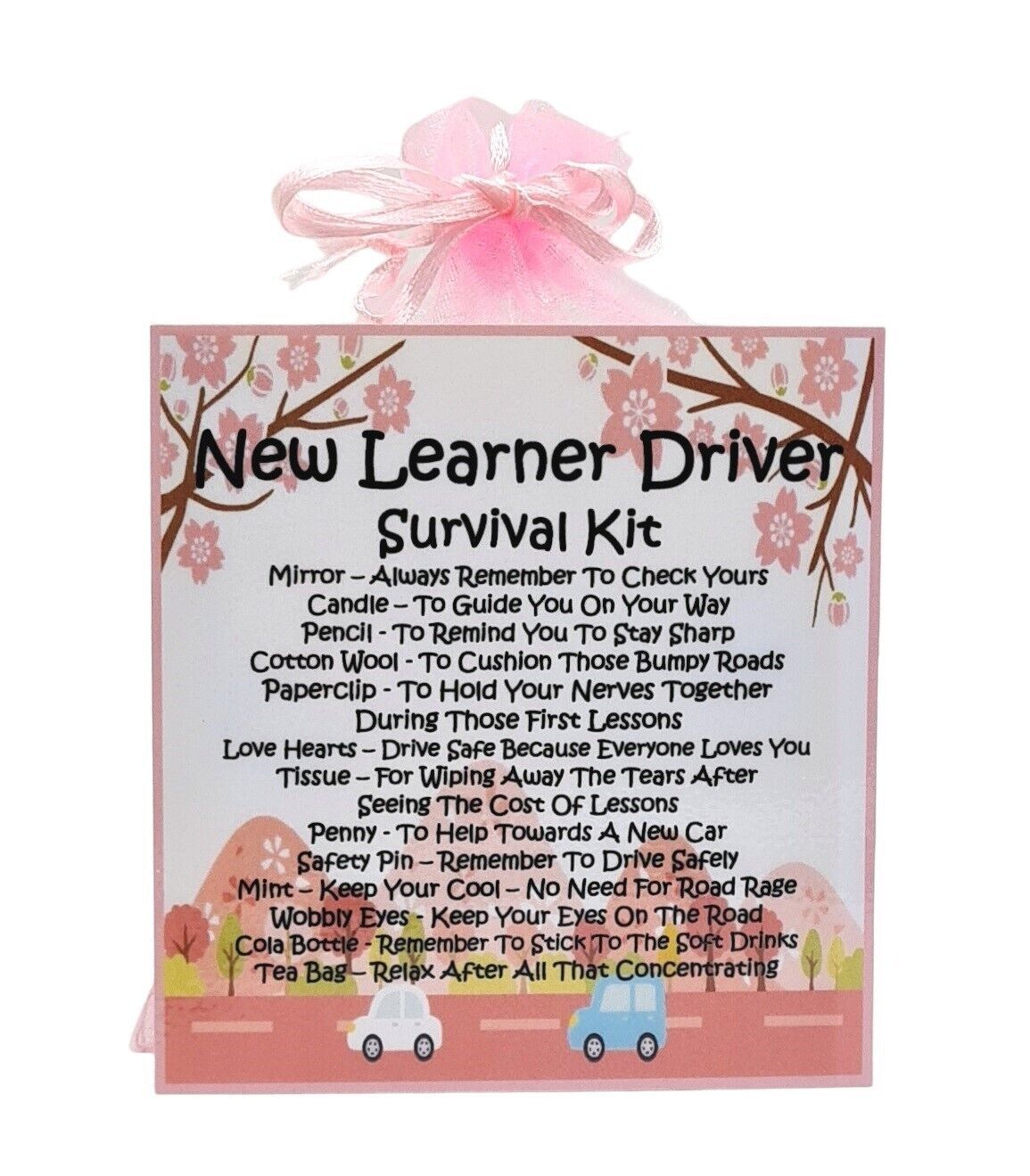 New Learner Driver Survival Kit (Pink) - Unique Fun Novelty Gift ...