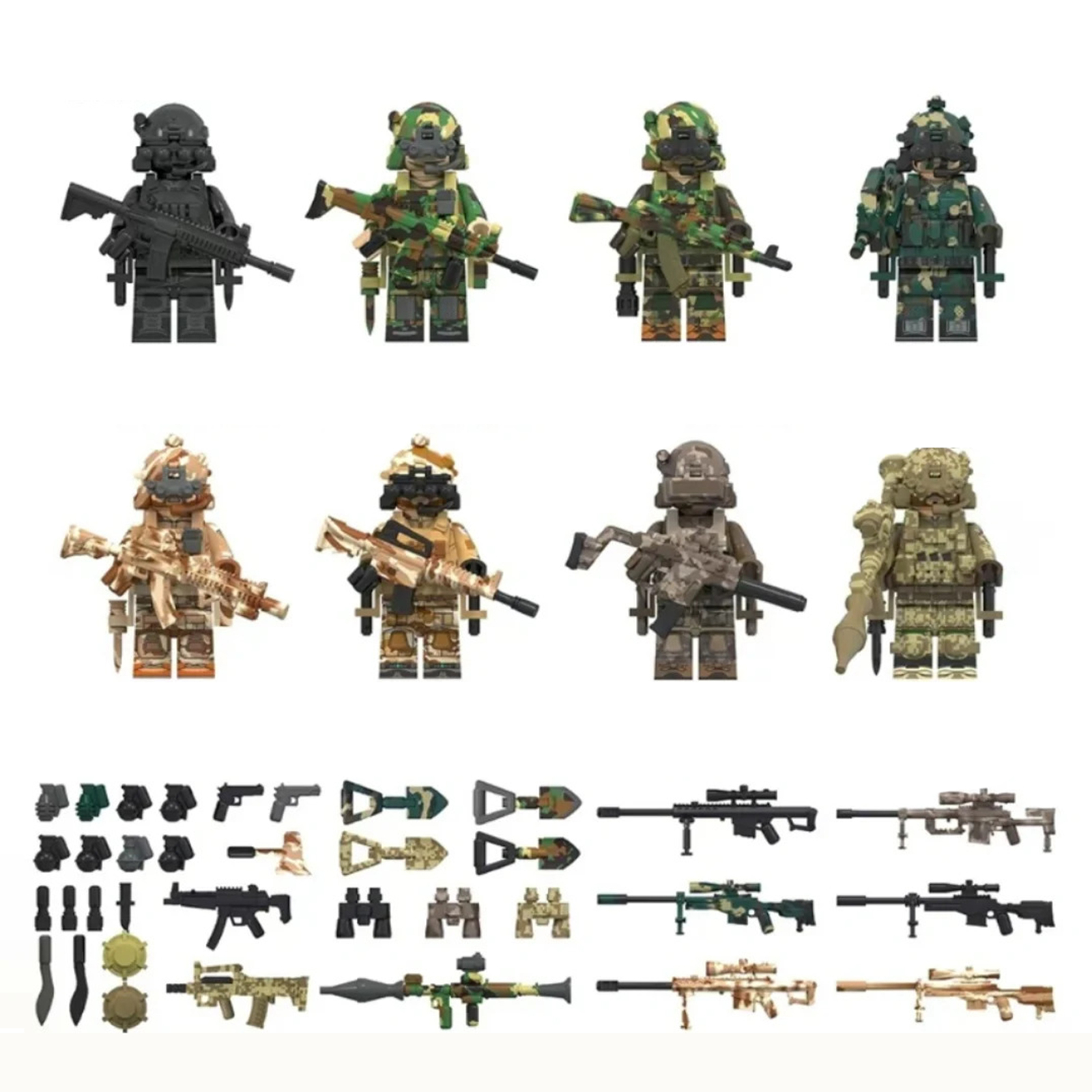 8Pcs CSGO Special Forces Minifigure KSK Alpha Snow Leopard Navy Seal ...
