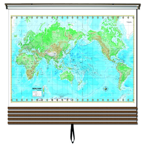 Advanced Physical Wall Map Set on Roller w/ Backboard; 5-Map Custom ...