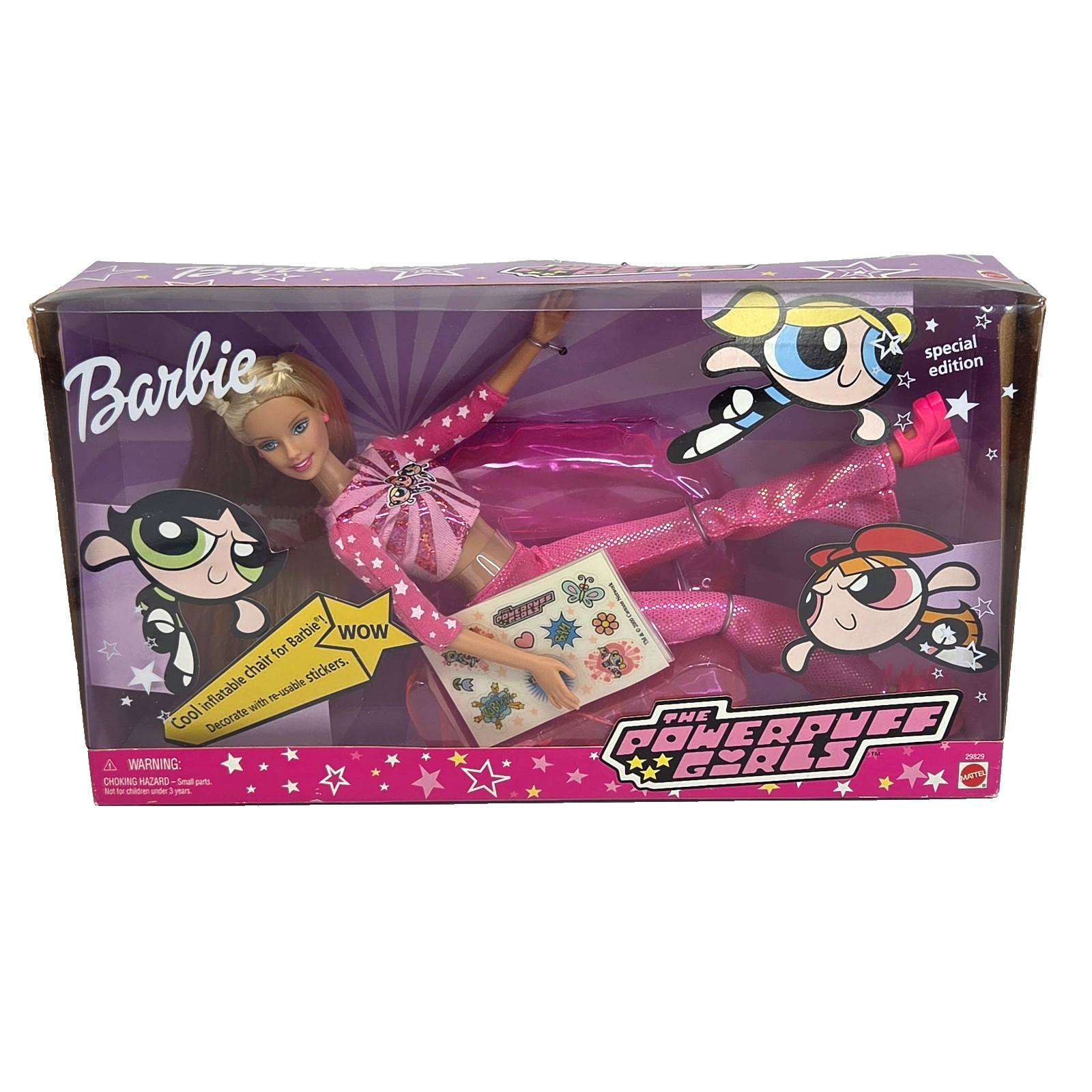 THE POWERPUFF GIRLS BARBIE DOLL & STICKERS MATTEL 2000 NEW IN BOX ...