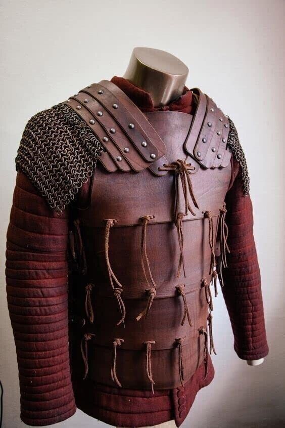 Medieval Roman Greek Leather Armor Jacket Armor Costume with chainmail ...