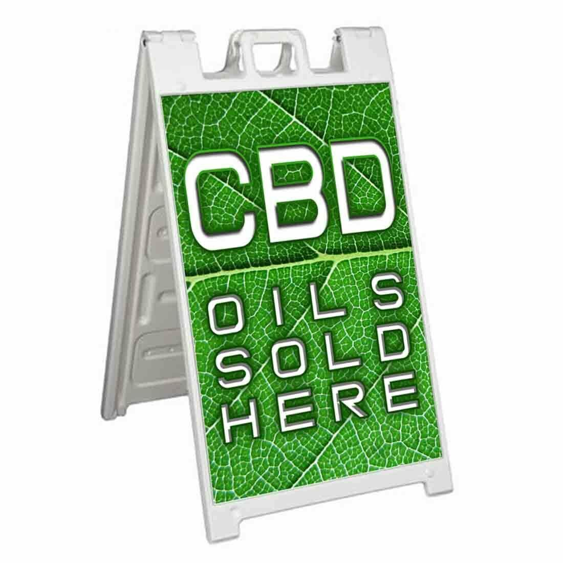 CBD OILS LEAF Signicade 24x36 Aframe Sidewalk Decal Sign Banner MEDICAL ...