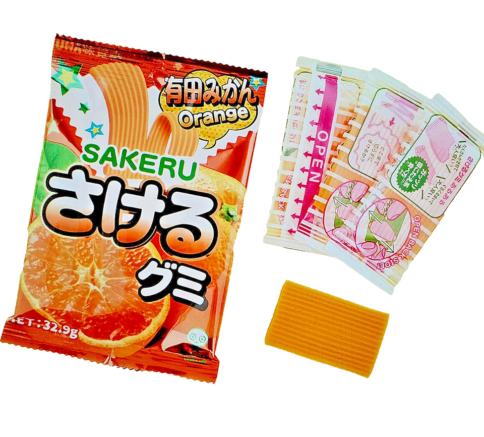 UHA Mikakuto Japanese Sakeru Orange Gummy Candy 7 Pieces 32.9g -Pack of ...