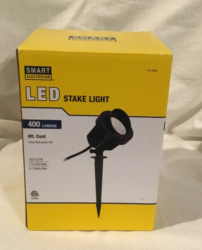 Smart Electrician LED 400 Lumens Stake Light Pivots w/6ft Cord New in ...